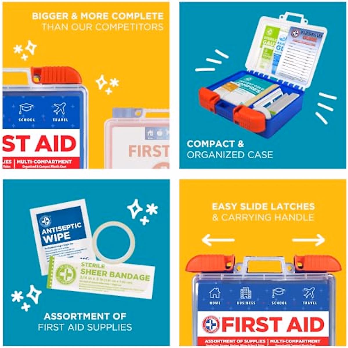 Be Smart Get Prepared 110 pc First Aid Kit: Clean, Treat, Protect Minor Cuts, Home, Office, Car, School, Business, Travel, Emergency, Outdoor, Camping & Sports, FSA/HSA (Packaging may vary)