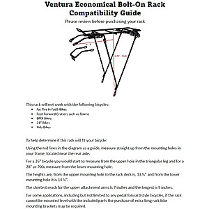 Ventura Economical Bolt-On Bicycle Carrier Rack, Adjustable Fit for 26"/28"/700c, Steel , Black