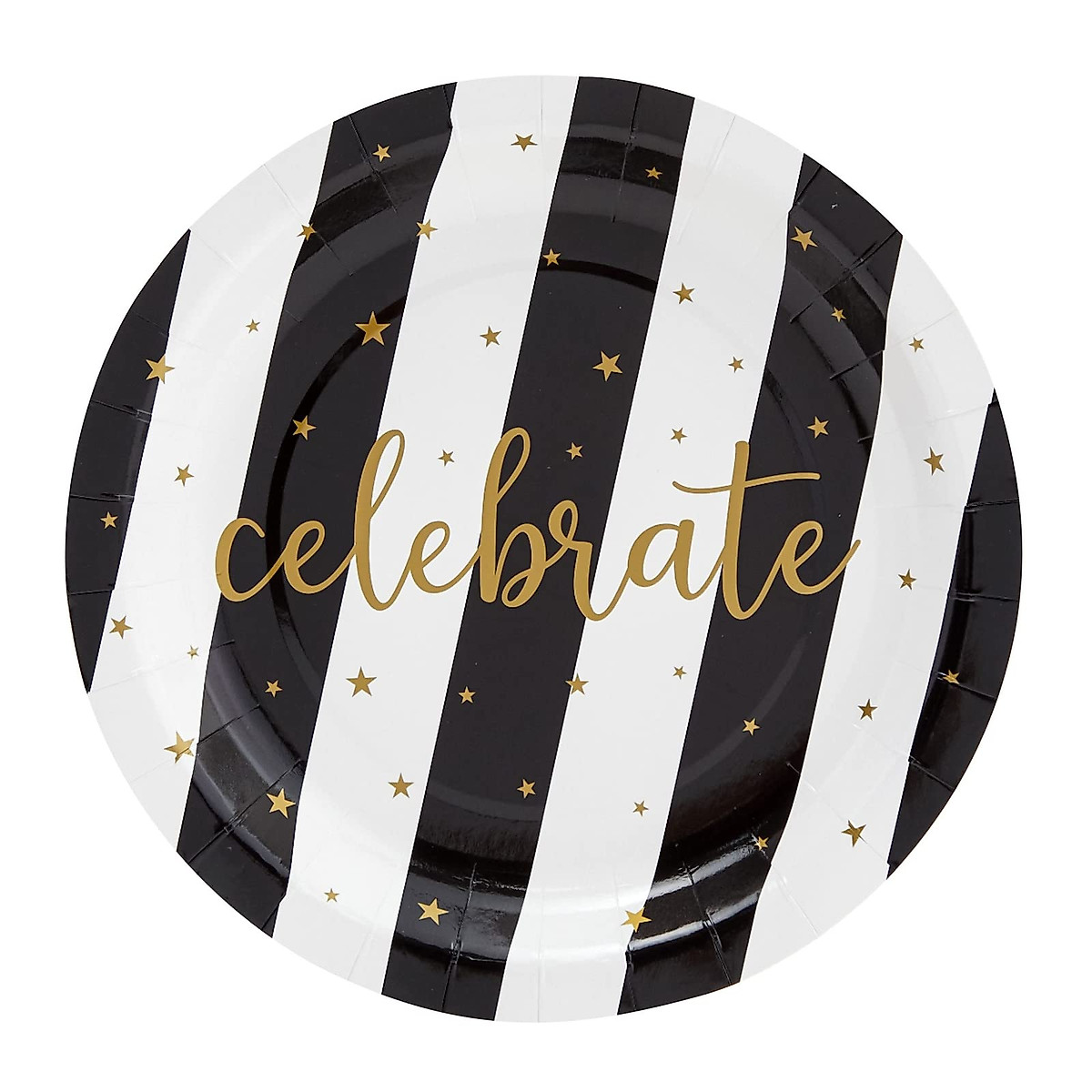 Juvale 144 Piece Black and White Party Supplies - Serves 24 Striped Celebrate Plates, Napkins, Cups and Cutlery Set for Birthday, Graduation