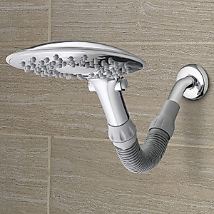 Waterpik CF-201E Flexible Neck 2-Mode Rainfall Rain Shower Head, 1.8 GPM, White, 1.8 GPM
