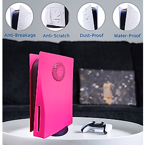 Disc Edition Face Plates with Cooling Vents Cover Skins Shell Panels for PS5 Console, Accessories for Playstation 5 Protective Shell Replacement Faceplate (Nova Pink)