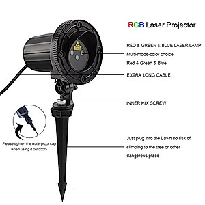 MHAZDZE Christmas Laser Lights Outdoor,Laser Christmas Projector Lights Outdoor with Moving Red and Green and Blue, for Outdoor,Christmas, Holiday