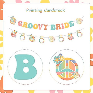Sursurprise Groovy Bachelorette Party Decorations, Groovy Bride Banner, Retro Boho Hippie Banner for Groovy Bridal Shower Engagement Wedding Party Supplies
