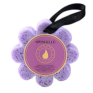 Spongelle French Lavender Wild Flower Buffer Body Scrubber | Bath & Shower Loofah for Women | Exfoliator with Body Wash Infused Sponge | 14+ uses
