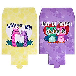 JOYIN 32 Pcs Valentines Day Gift Bags Candy Treat Bags with Ribbons Valentine’s Themed Goodies Bag for Kids Valentine Party Favor Supplies