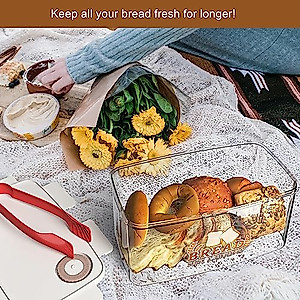 PAIKON 2 Pack Bread Box For Kitchen Countertop, Large Bread Storage, Bread Keeper For Homemade,Clear Airtight Bread Container with Lids, Tongs, Time Recording and,3.4 Qt / 3.2 L Each