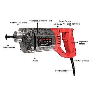 Bizoepro Alumium Power Concrete Vibrators 13000 VPM Electric Concrete Vibrator 850W 3/4 HP Handheld Construction Portable Pencil Concrete Vibrabrater