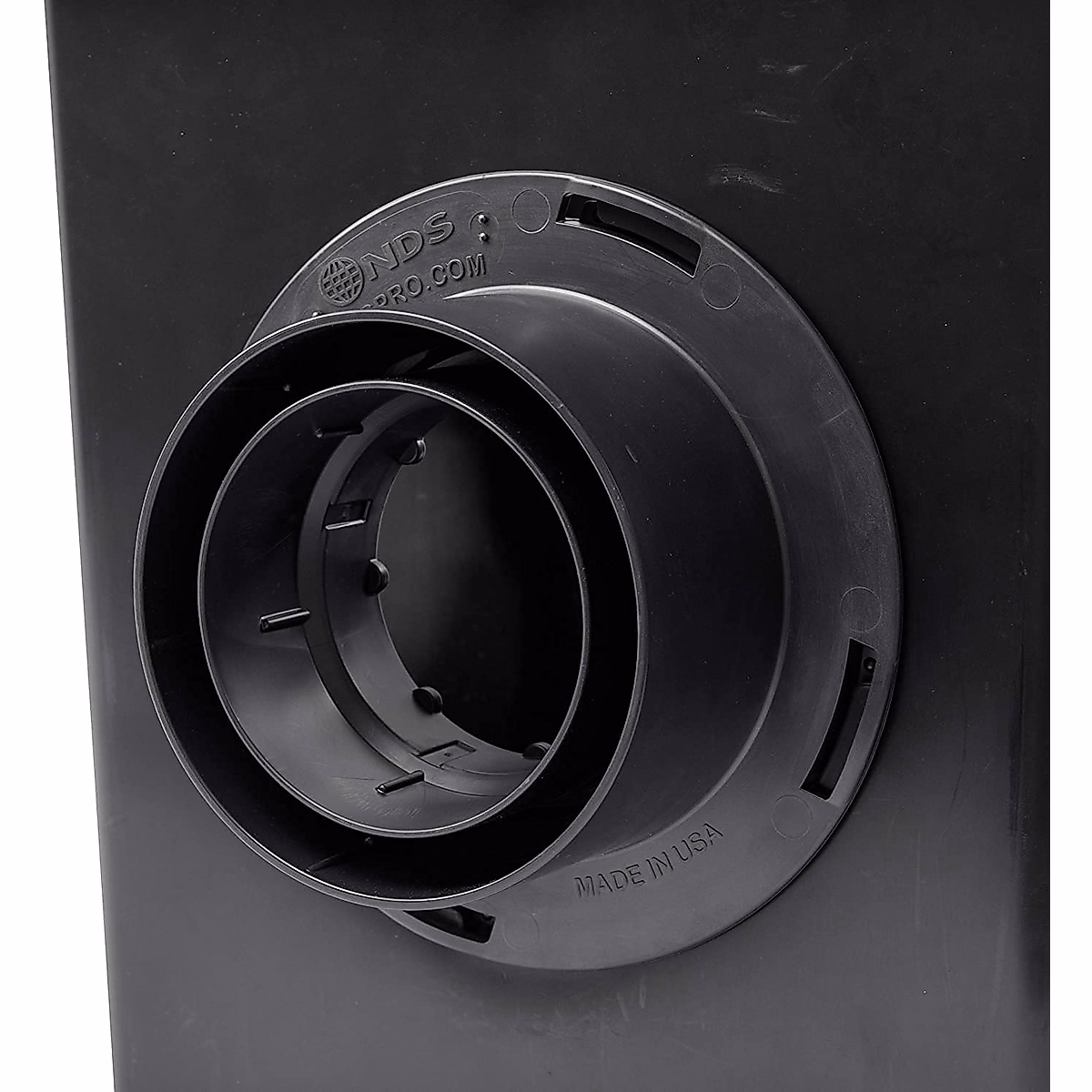 NDS 1200BKITRTL1PK Square Kit with 2-Opening Catch Basin, 2 Adapters, 1 Outlet Plug, and 1 Plastic Drain Grate, 12-Inch, for Lawns, Landscaped Areas, Black