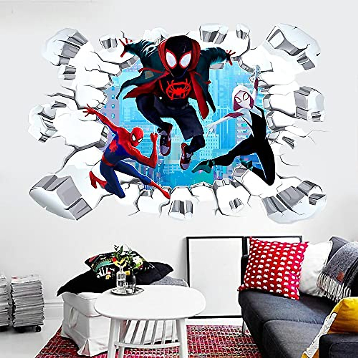 CATCOQ Superhero Wall Stickers DIY Removable Cartoon Wall Decals Decoration Boys Bedroom Living Room for Kids Nursery