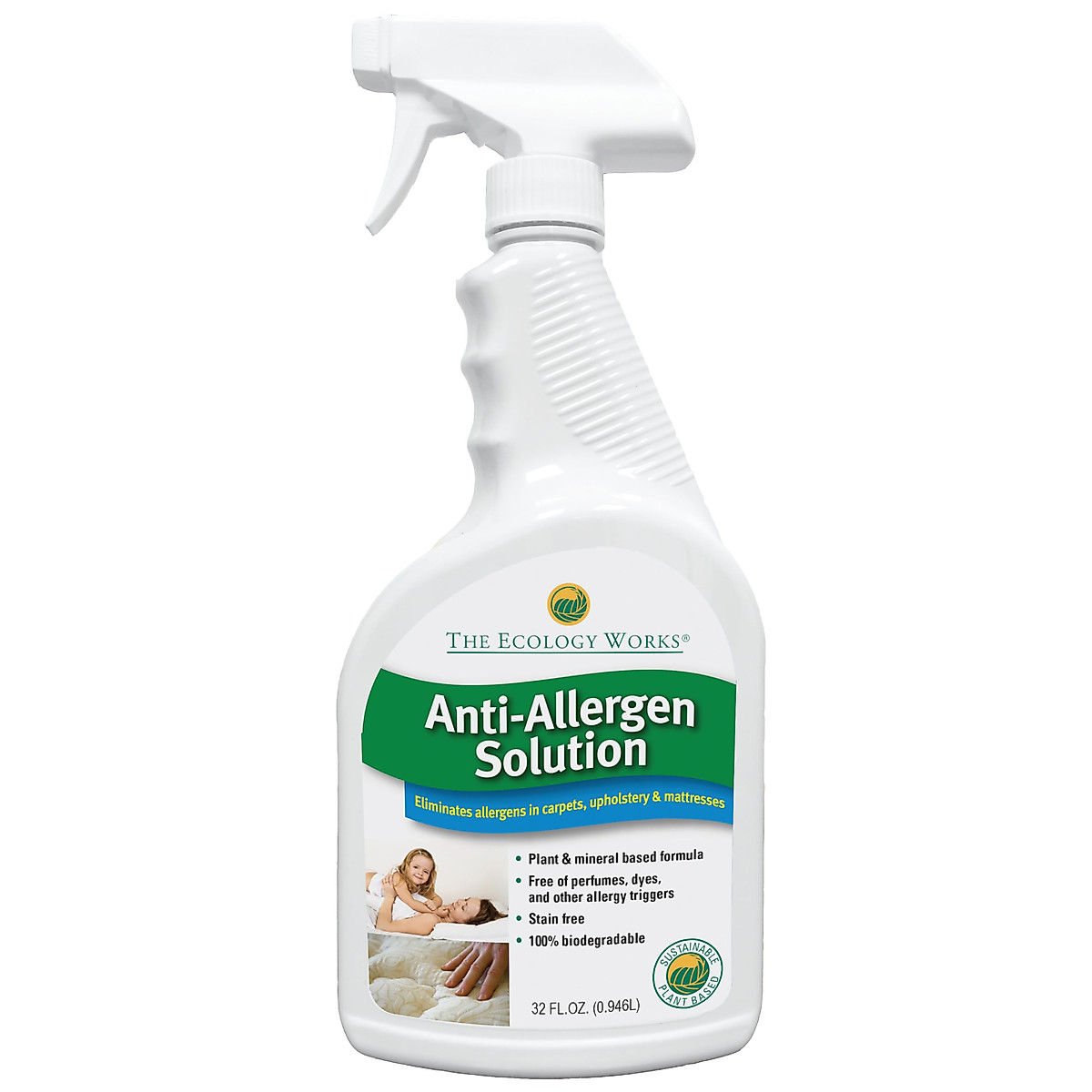 The Ecology Works- Plant-Based Dog & Cat Allergy Spray, Dander Remover & Dust Mite Waste Reducer for Relief from Allergies - Cleans Home, Bedding & Furniture Naturally, Fragrance-Free