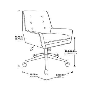 OSP Home Furnishings Quinn Mid-Century Style Plush Office Chair with Back Button Tufting and Chrome Finish Steel Base, Emerald Green Velvet