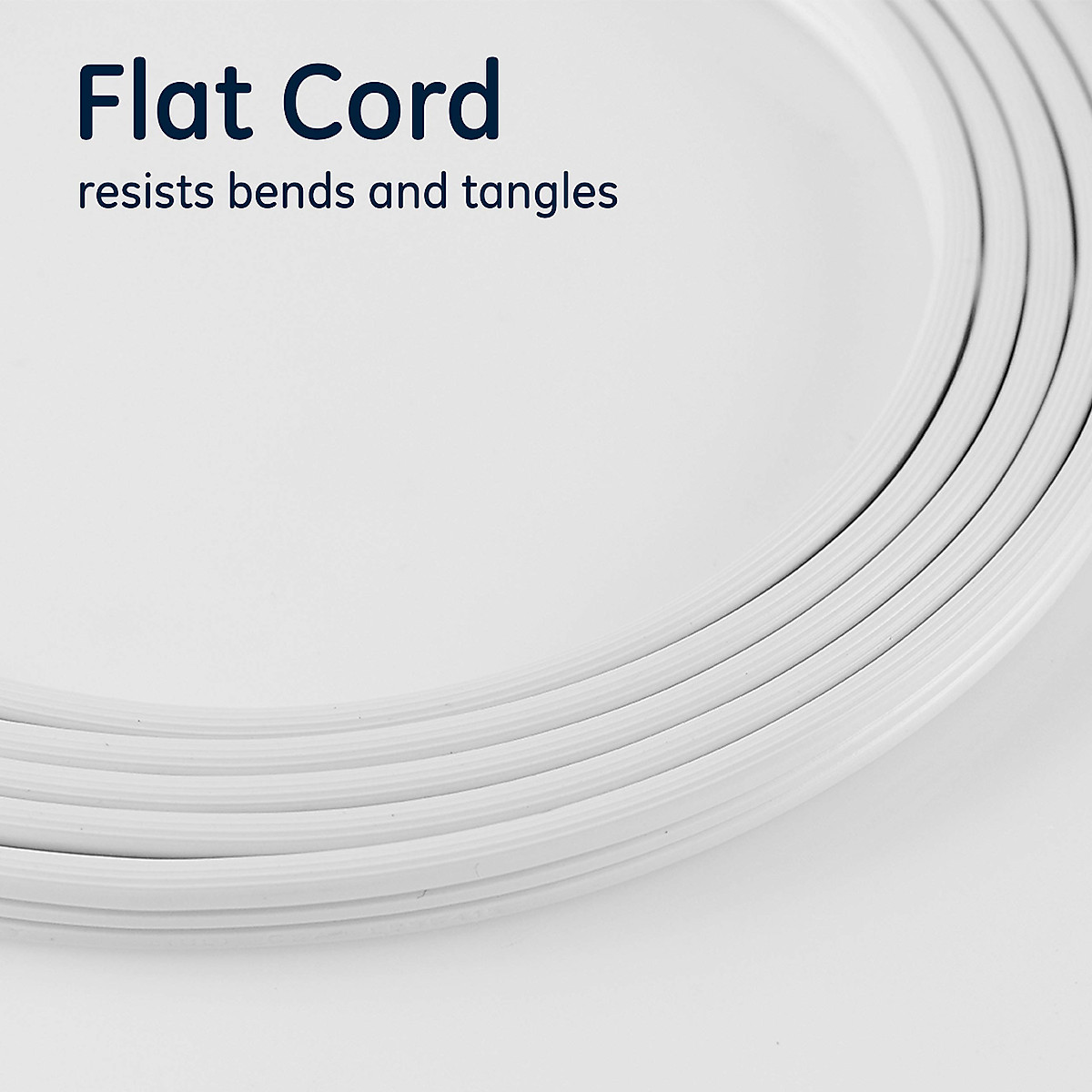 GE 3-Outlet Flat Extension Cord 15 Ft Grounded Extension Cord with Multiple Outlets 3 Prong Outlet Extender Flat Plug Power Strip Indoor Extension Cord 16 Gauge UL Listed White 56986