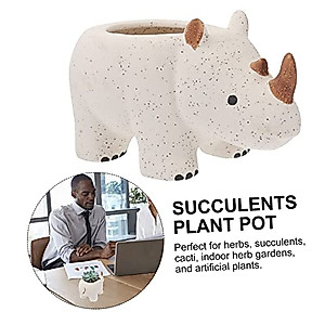 HANABASS Flower Pot Statue Flower Figurine Ceramic Cow Holder Oddish Succulent Bonsai with Vase Indoor and Elephant Air Planting Cute Center Desktop Tabletop Decoration Cartoon Decors Planting Pots