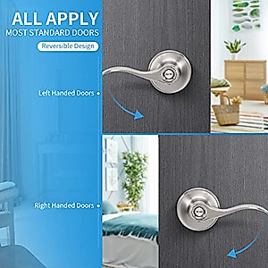 Contractor Pack of 4, Brushed Nickel Door Knobs Levers Privacy Interior Door Handles Bedroom Bathroom(Locked Inside with Turn-Thumb), ANSI Grade 3 for Office/Home Use