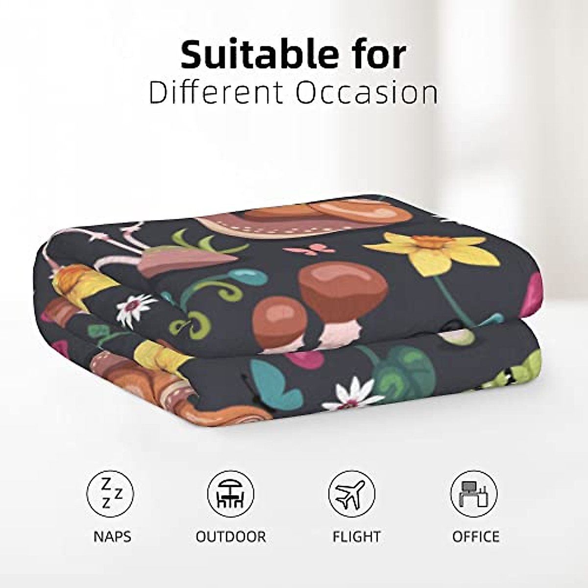 LAKIMCT Snail Mushroom Blanket for Couch Bed Throw Blanket, Aesthetic Decorative Blanket for Travel Camping Comfy Blanket, Full Size Blanket, 30x40 inch