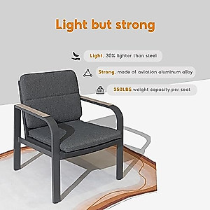 Lucky Yard Aluminum Outdoor Patio Furniture Sets,4 Pieces Metal Modern Patio Conversation Set with Cushions for Garden, Backyard Textilene Furniture Sets,Dark Grey