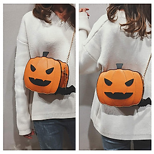 KUANG! Women Pumpkin Purse Novelty Bat Devil Tote Shoulder Bag Fashion Halloween Treat or Trick Handbags for Girls