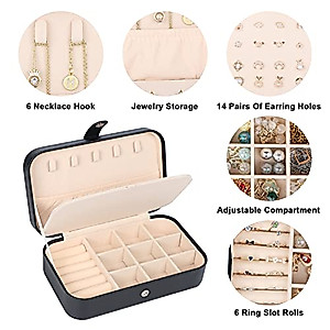 MFXIP Travel Jewelry Case Small Jewelry Box Travel Jewelry Organizer Box for Women Girls, Portable Small Jewelry Case for Earrings Necklace Ring Bracelets