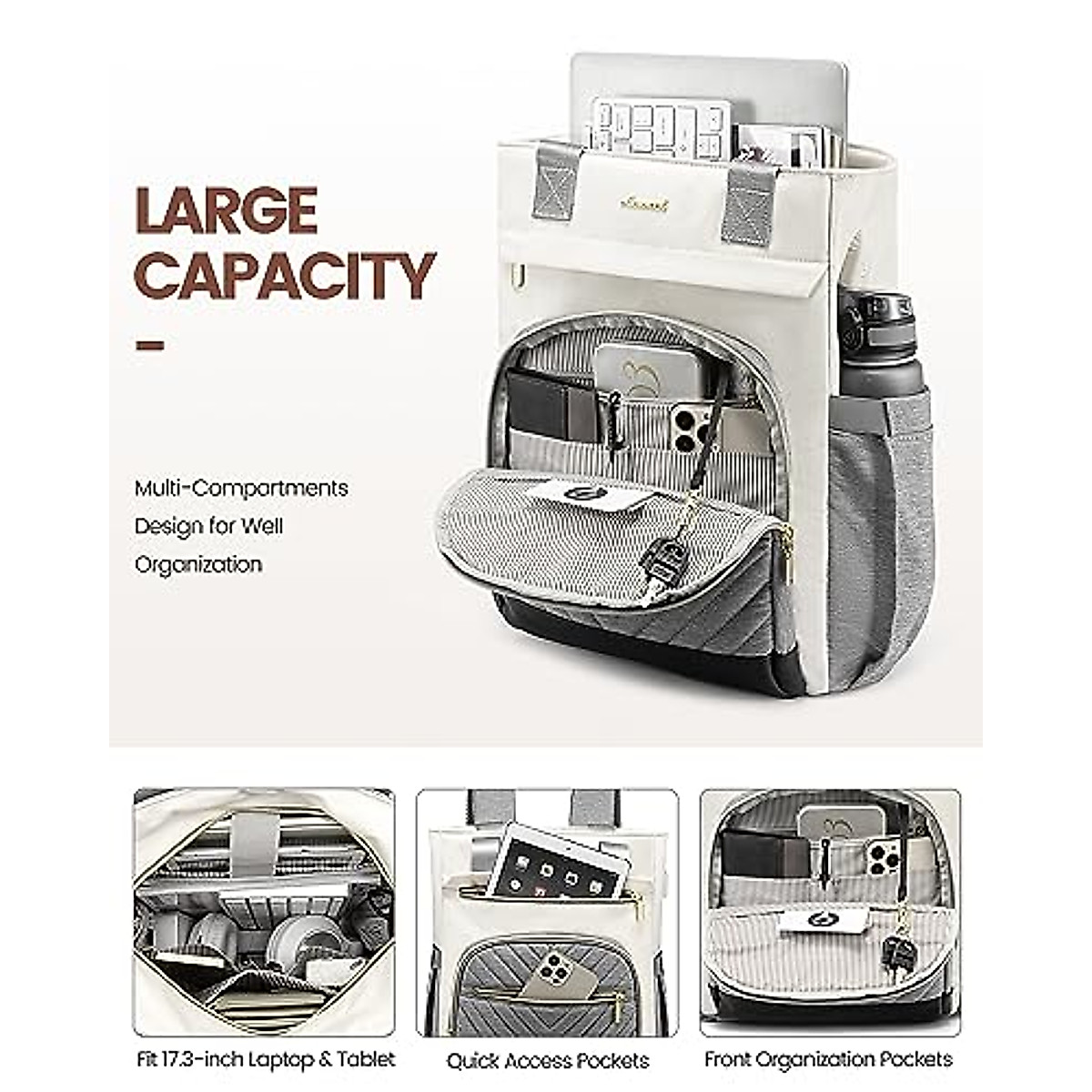 LOVEVOOK Laptop Backpack for Women, 17 Inch Work Laptop Bag Teacher Nurse Backpack, Wide Open Travel Backpack Purse Convertible Business Computer Tote Daypack with USB Port