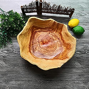 Creative Wood Bowl Root Carved Bowl Handmade Natural Real Wood Candy Serving Bowl (12"-14")
