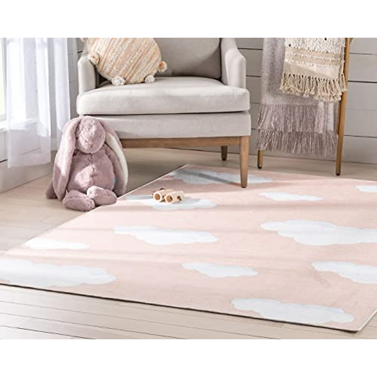 Well Woven Clouds Rug Coral 5' x 7' Apollo Kids Collection