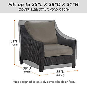 Taufey Patio Chair Covers, 37''Lx40''Dx30''H 600D Heavy Duty Rip-Stop and Waterproof Outdoor Chair Covers (2 Pack - Large, Black)