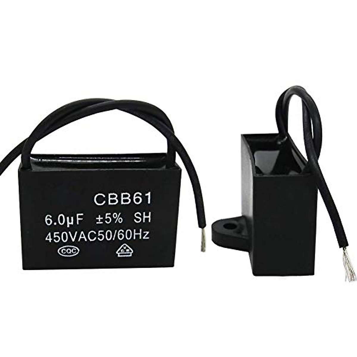 Twidec/2Pcs 450V AC 50/60Hz Run Capacitor 2-Wire Metallized Polypropylene Film Capacitors for Ceiling Fan Motor Start Run 6uf CBB61-6