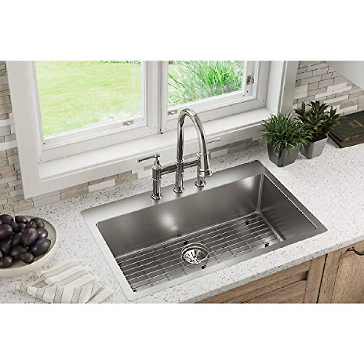 Elkay ECTSRS33229TBG4 Crosstown Single Bowl Dual Mount Stainless Steel Sink Kit