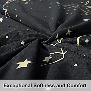 NTBAY Microfiber Queen Duvet Cover Set, 3 Pieces Ultra Soft Constellation Printed Comforter Cover Set with Zipper Closure and Corner Ties, Black