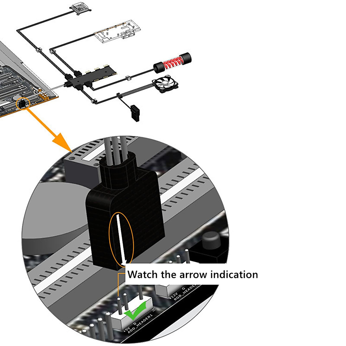 Besvalo ARGB Extension Cable 3 Pin, ARGB Interface Extension Cable, 5 V 3-Pin Connector Hub, 12 Inches, 1-1