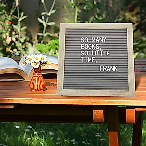 Letter Board by Crystal Lemon, Felt Letter Board, 10x10 Inches, Changeable Wooden Message Board Sign, Wood Frame, Wall Mount, Free Standing(Gray)