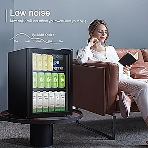 Antarctic Star 16 Bottle 68 Can Beverage Refrigerator, Wine Cooler/Cabinet, Small Mini Fridge, Clear Front Glass Door Quiet Compressor ，Freestanding 1.7 cu.ft.