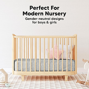 Pack and Play Sheets Fitted, 2-Pack Mini Crib Sheets - Pack N Play Sheets, Organic Fitted Crib Sheet for Pack and Play Mattress, Playard Baby Crib Sheets,Crib Sheets Neutral for Boys,Girls (ABC Land)