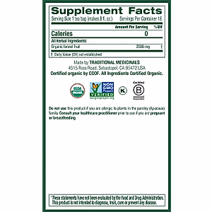 Traditional Medicinals Organic Fennel Herbal Tea, Promotes Digestive Health, (Pack of 2) 32 Tea Bags Total