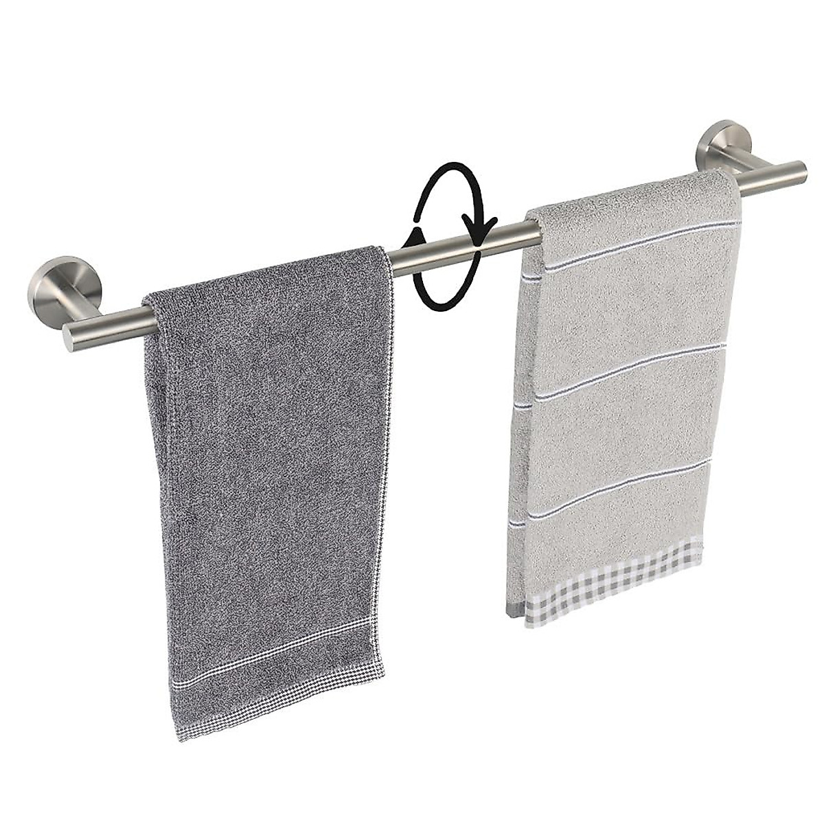 TocTen Bath Towel Bar - Thicken SUS304 Stainless Steel Bathroom Towel Holder, Towel Rod for Bathroom Heavy Duty Wall Mounted Towel Rack Hanger (24IN, Brushed Nickel)