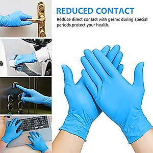 squish Disposable Gloves, 100Pcs Blue Vinyl Blend Exam Gloves Non Sterile, Powder Free, Latex Free - Cleaning Supplies, Kitchen and Food Safe(Pack of 100) (Blue Large)