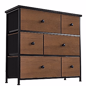 REAHOME 6 Drawer Dresser for Bedroom Chest of Drawers Closets Storage Units Organizer Tower Steel Frame Wooden Top Living Room Entryway Office (Espresso)