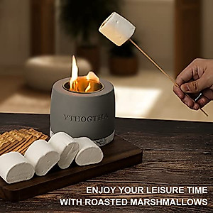 YTHOGTHA Table Top Firepit Bowl Mini Portable Fireplace - Personal Concrete Tabletop Fire Pit Smores Maker for Indoor & Outdoor Use, Full Accessory Kit with Burner and Extinguisher