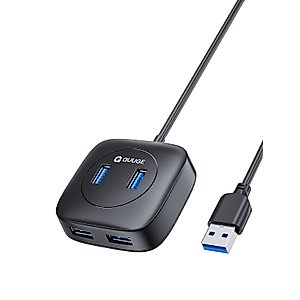 USB Hub, USB 3.0 Hub with 4 USB A Port 5Gbps, 1.8ft Extension Cable, Micro Charging Port, USB Splitter USB Expander for Laptop, HDD, Flash Drive, Macbook, XPS, PS5, TV, PC, Switch More [Universal]