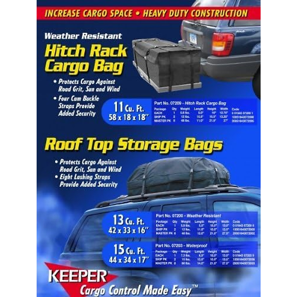 Keeper - Waterproof Rooftop Cargo Bag, 15 Cubic Feet