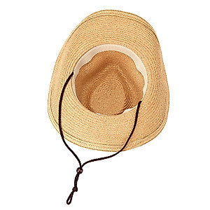 Womens Straw Cowboy Hat Western Beach Sun Hat for Men Wide Brim Fedora Hat Portable Cowgirl Hats Summer Panama Hat Coffee