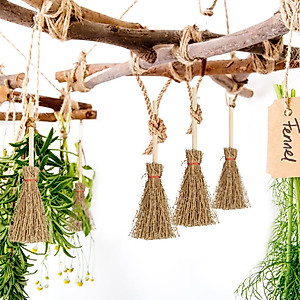 Sewroro 25pcs Small Broom Doll House Mini Broom Ornament Costume Jewelry Tiny Broom Halloween Tree Ornaments Witch Craft Miniature Broomstick Mini Witch Broom Pine Wood Pretend Clean Child