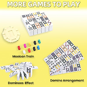 Mexican Train Dominoes Game Set, Double 12 Colored Dot Dominoes with Update Hub, Travel Mexican Train Game with 91 Tiles and Portable Carry Case, Family Board Team Games for Kids and Adults