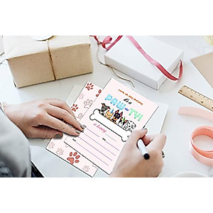 WwongxianB Birthday Party Invitation Cards for Kids, Teens Party Invites Cards, Pet Puppy Dogs Party Celebration, Birthday Party Supplies, 20 Fill-in Invitation Cards With Envelopes Set -SR A013