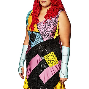 Disguise Tim Burtons The Nightmare Before Christmas Sally Glam Adult Costume, Yellow/Black/Purple, Large/12-14