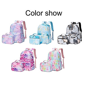 JiaYou Junior high school Backpack Sets 2Pcs Daypack with Lunch case Girls Middle school Bag(Purple,20 Liters)