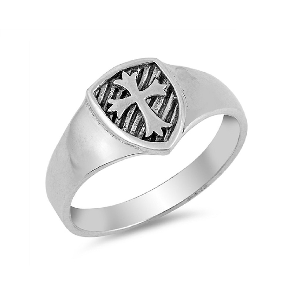 CloseoutWarehouse 925 Sterling Silver Medieval Cross Plain Band Ring Size 5
