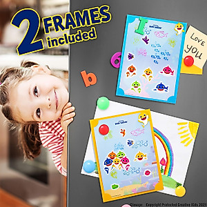 Creative Kids Baby Shark Stamp Set 36 Piece Wooden Stamps Set Includes Ink Pads, Stickers, Markers, Picture Frames - Montessori Wood Stamp Birthday Gift Set for Girls & Boys Toddlers Ages 3+