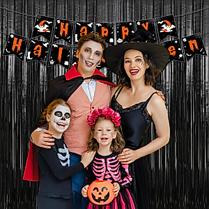 Mtkocpk Orange Fringe Party Backdrop Decorations - 3-Pack, 8x3.2 Feet Orange Foil Tinsel Curtains for Autumn Celebrations, Children's Birthday Parties, Family Gatherings, and Seasonal Decorations