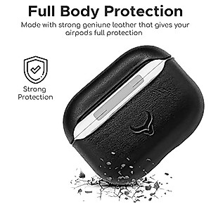 CRETANBULL Genuine Leather Airpods 3 Case – Airpods 3rd Generation Case Compatible with Magsafe & Supports Wireless Charging – Pop Out Your Airpods with Ease (Onyx)